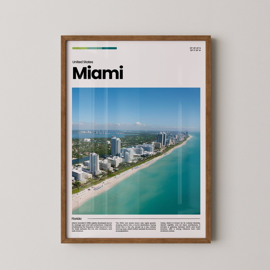 MIAMI Travel Poster, Miami Poster, Miami Photo Poster, Miami Art Print ...