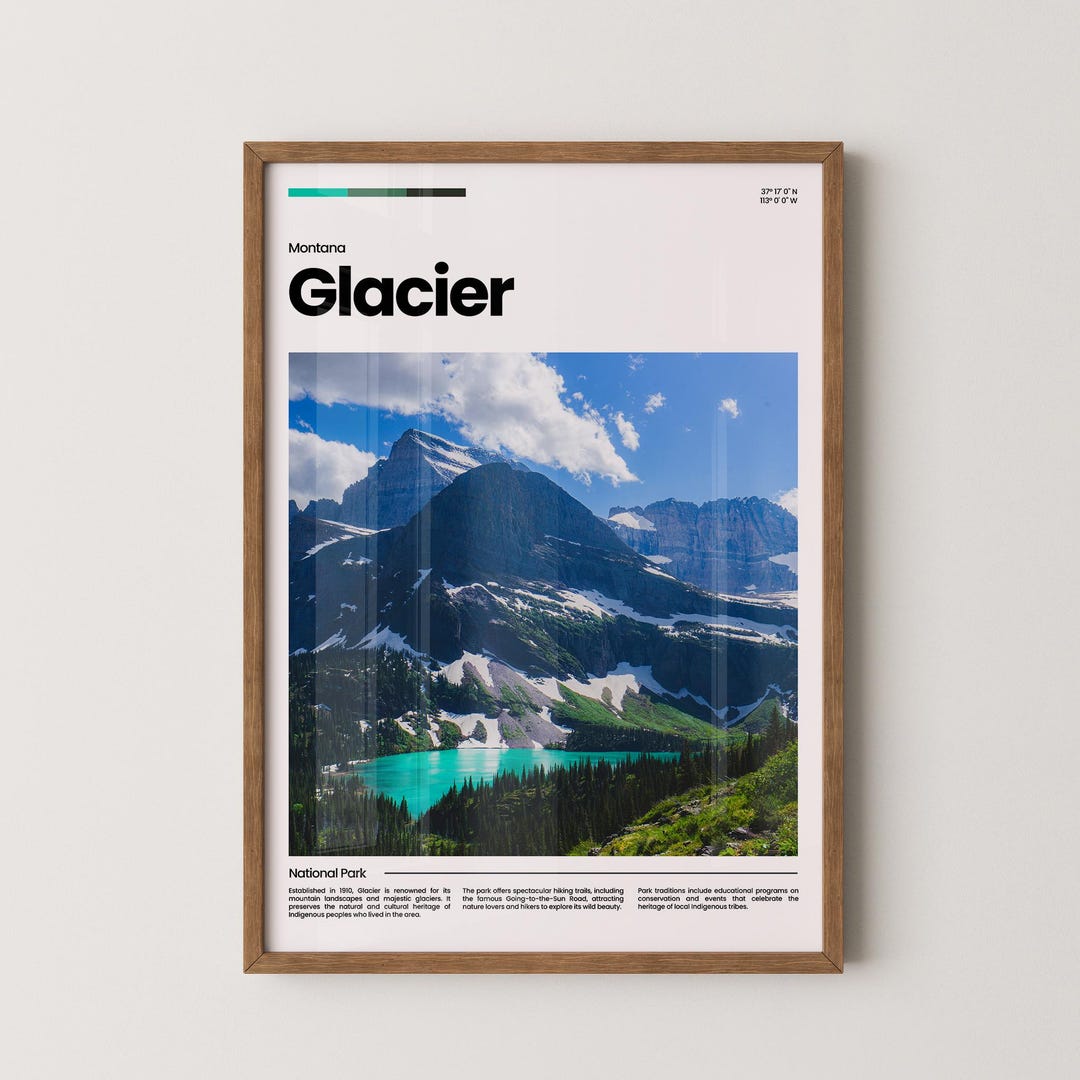 GLACIER Travel Poster, Glacier Poster, Glacier Photo Poster, Glacier ...