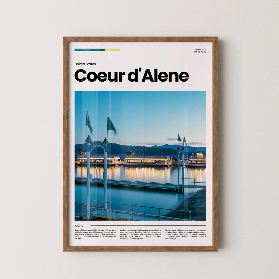 COEUR D'ALENE Travel Poster, Coeur D'alene Poster, Coeur D'alene Photo ...