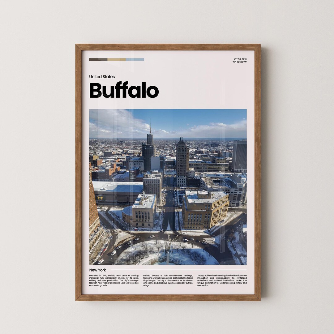 BUFFALO Travel Poster, Buffalo Poster, Buffalo Photo Poster, Buffalo ...