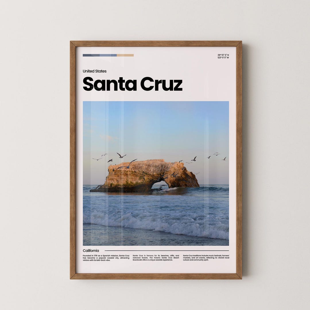 SANTA CRUZ Travel Poster, Santa Cruz Poster, Santa Cruz Photo Poster ...