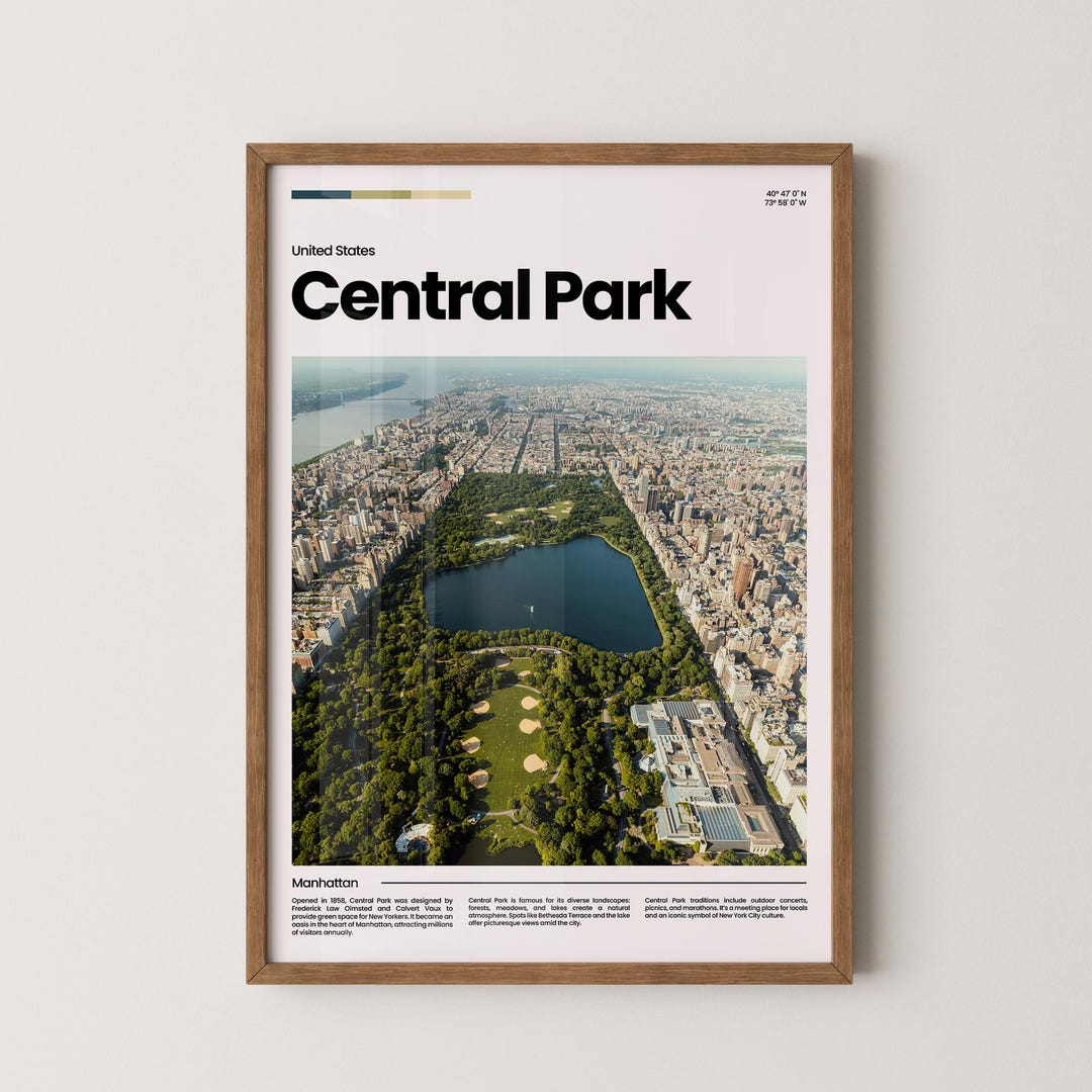 CENTRAL PARK Travel Poster, Central Park Poster, Central Park Photo ...