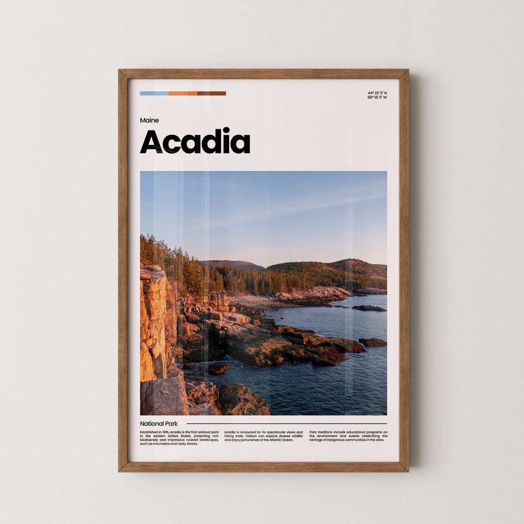 ACADIA Travel Poster, Acadia Poster, Acadia Photo Poster, Acadia Art ...