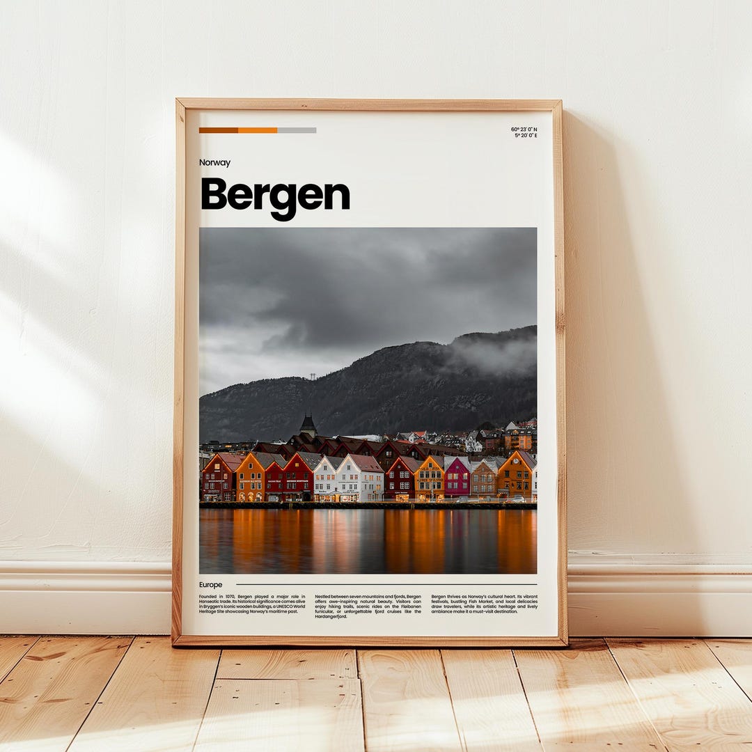 Bergen Poster, Bergen Print, Bergen Photo, Bergen Wall Art, Norway ...