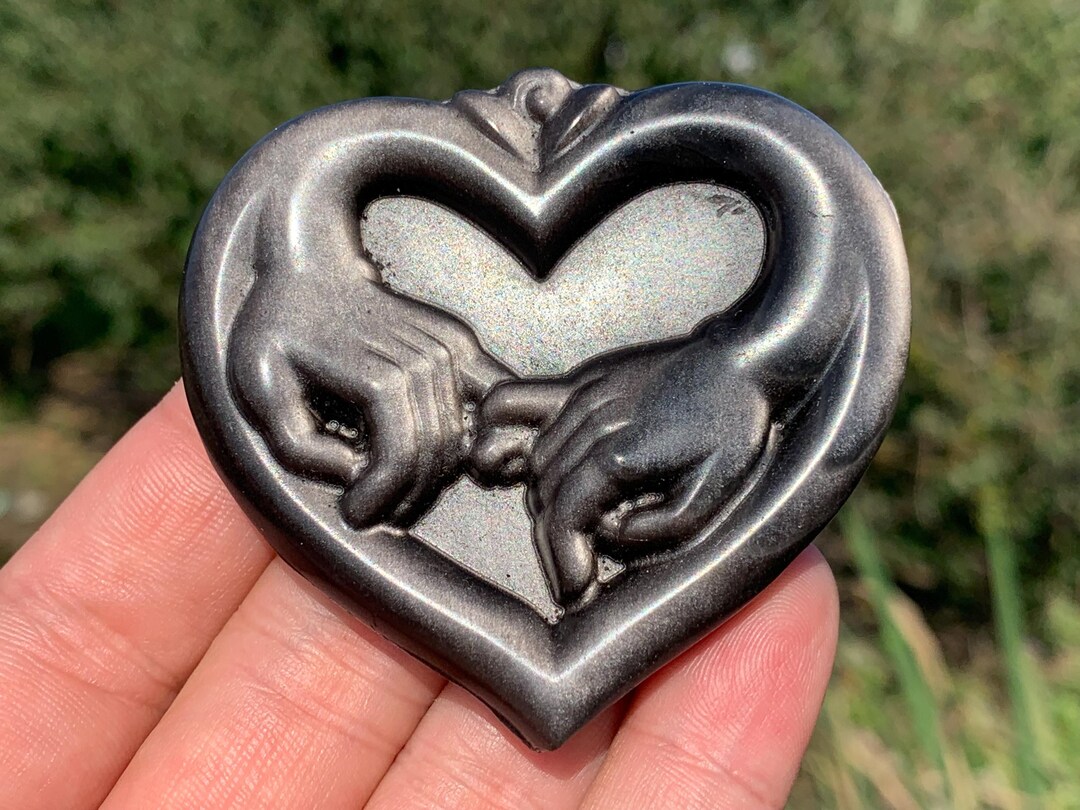 Hand Carved Obsidian Crystal Heart With Hands: Healing Stone Gift - Etsy