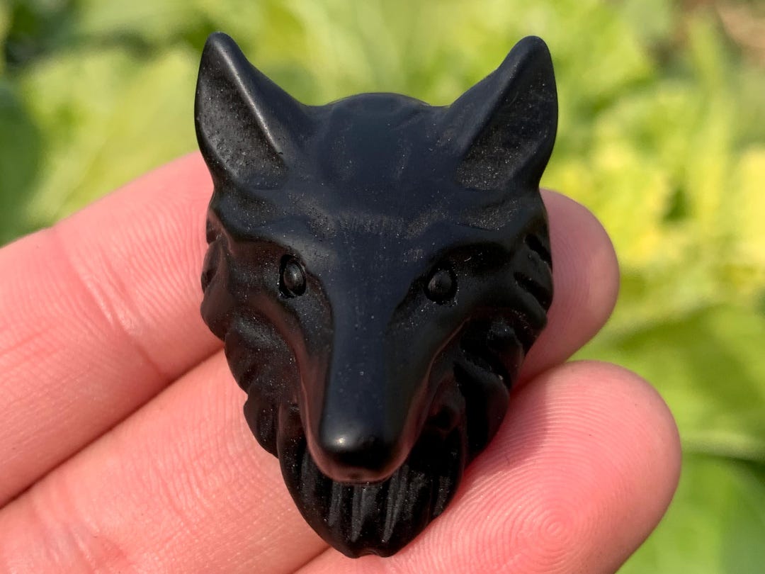 1.6''+ Natural Obsidian Quartz Crystal Wolf Skull Crystal Gifts 1pc - Etsy