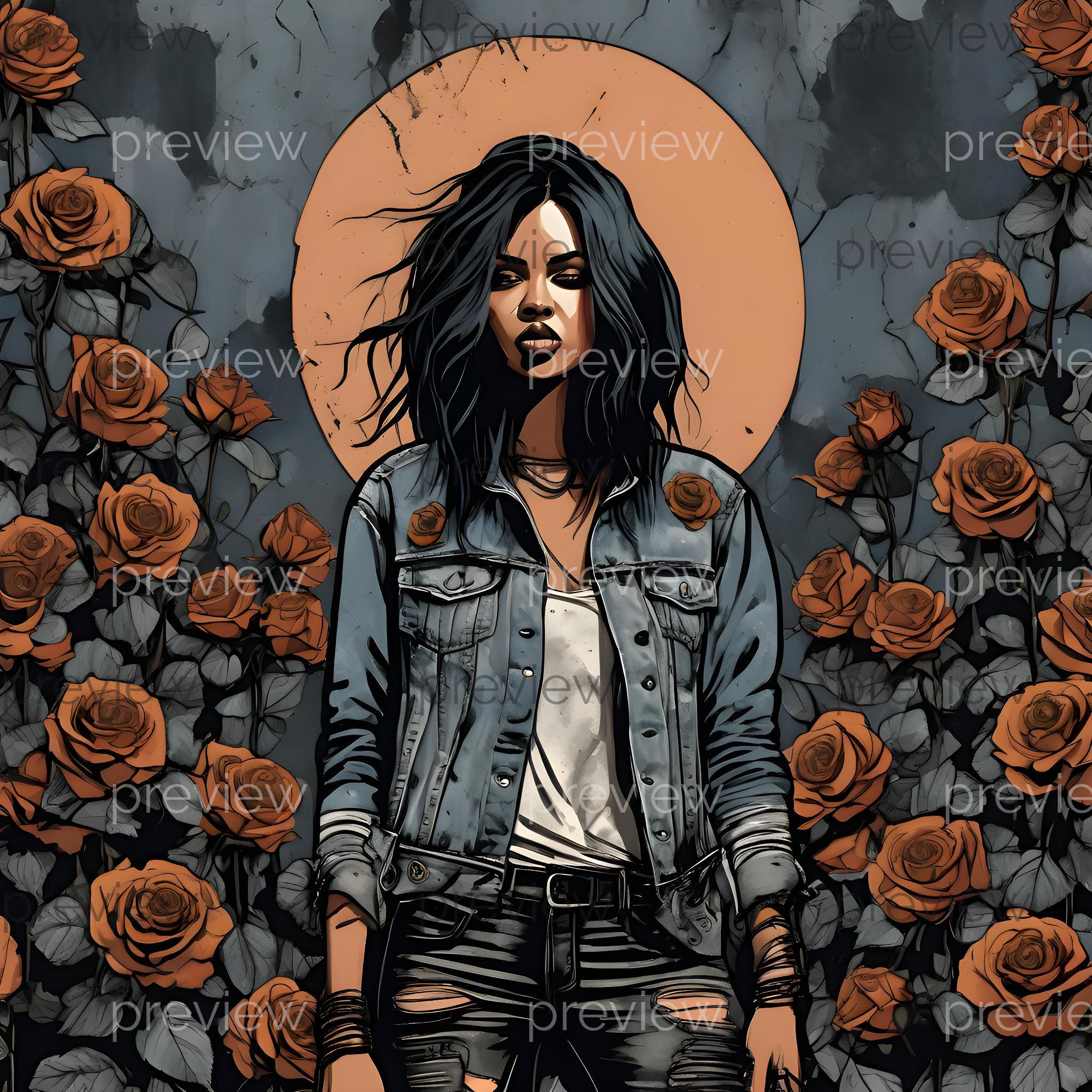 Dark Floral Gothic Woman, Alternative Art Sublimation Design, Perfect ...