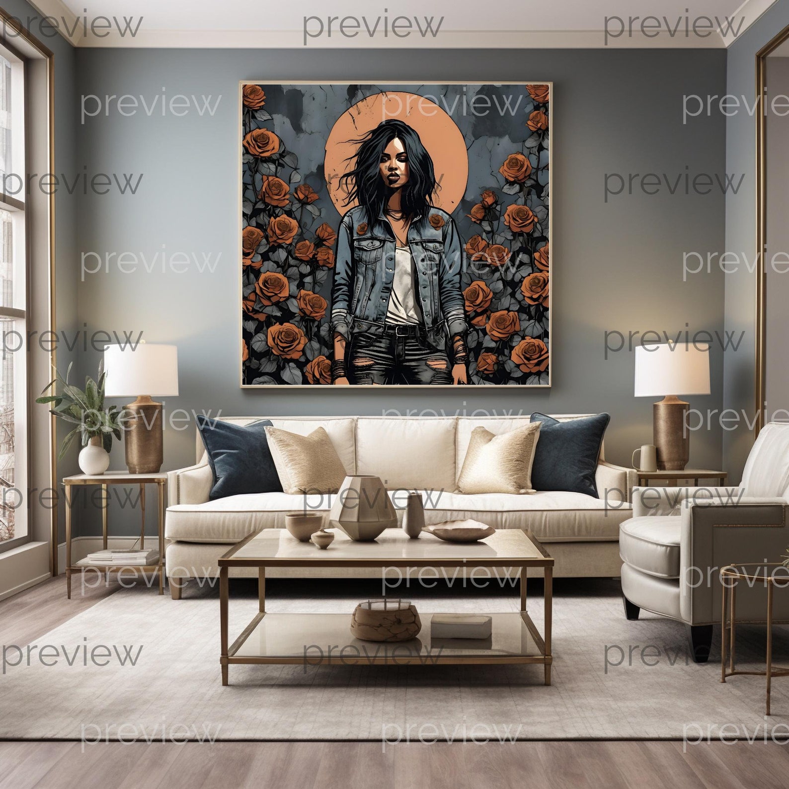 Dark Floral Gothic Woman, Alternative Art Sublimation Design, Perfect ...