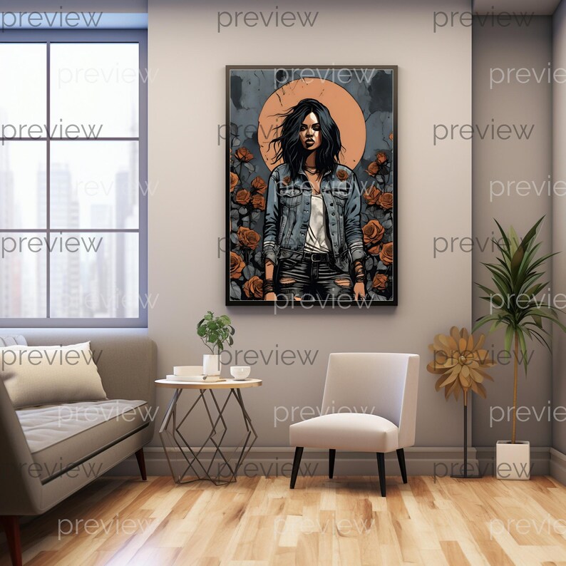 Dark Floral Gothic Woman, Alternative Art Sublimation Design, Perfect ...