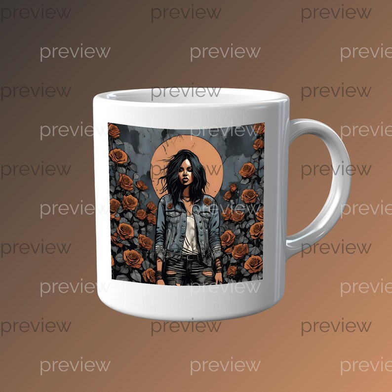 Dark Floral Gothic Woman, Alternative Art Sublimation Design, Perfect ...