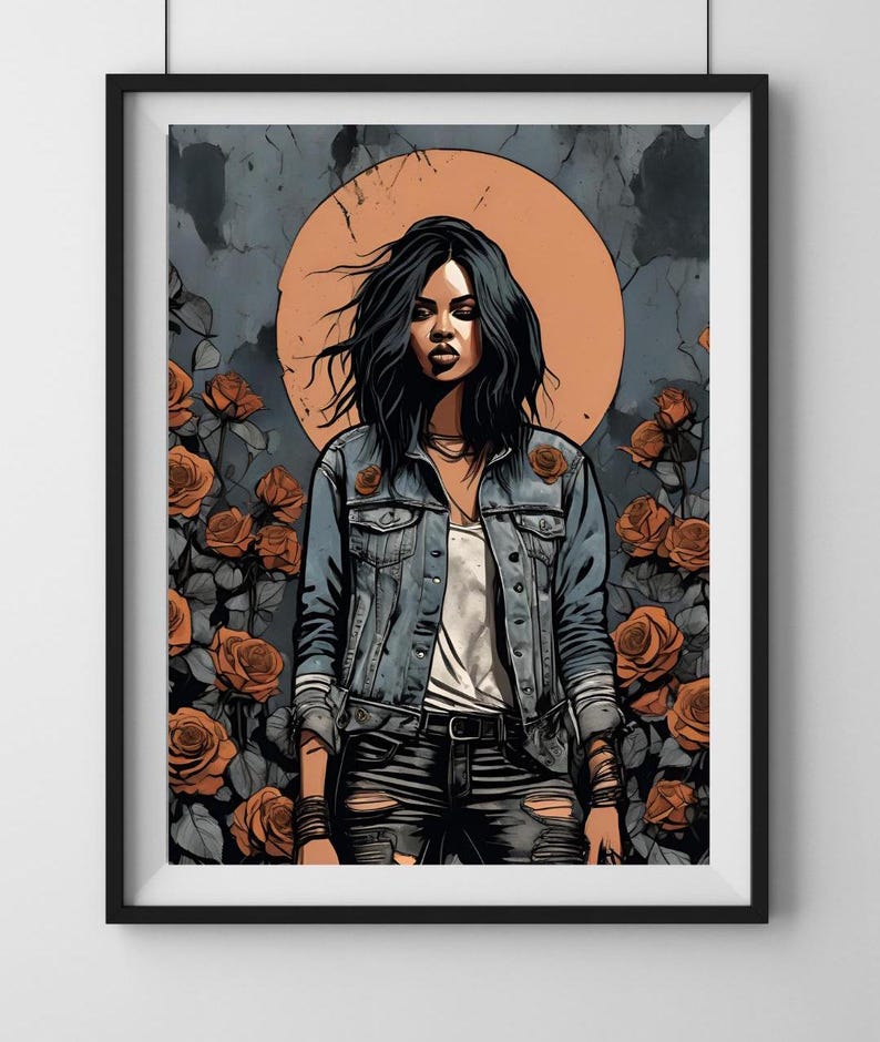 Dark Floral Gothic Woman, Alternative Art Sublimation Design, Perfect ...