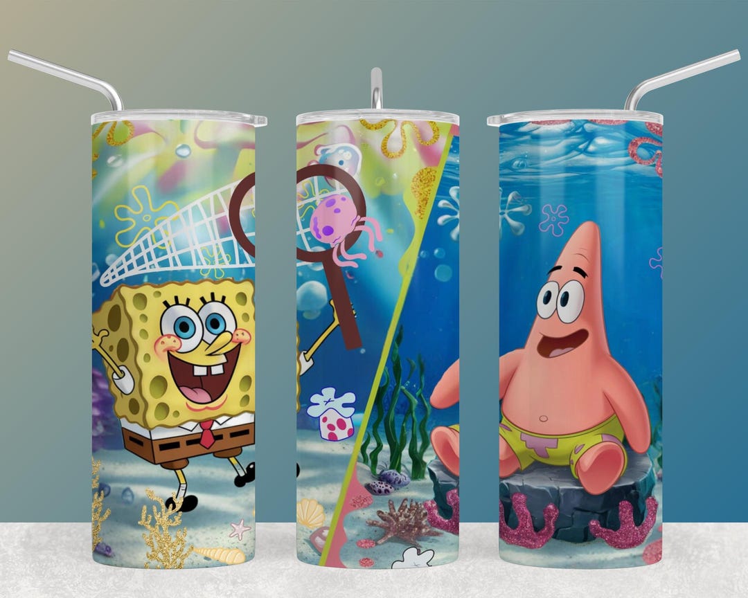 Sponge Cartoon and Patrick Catching Jellyfish, Split Design ...