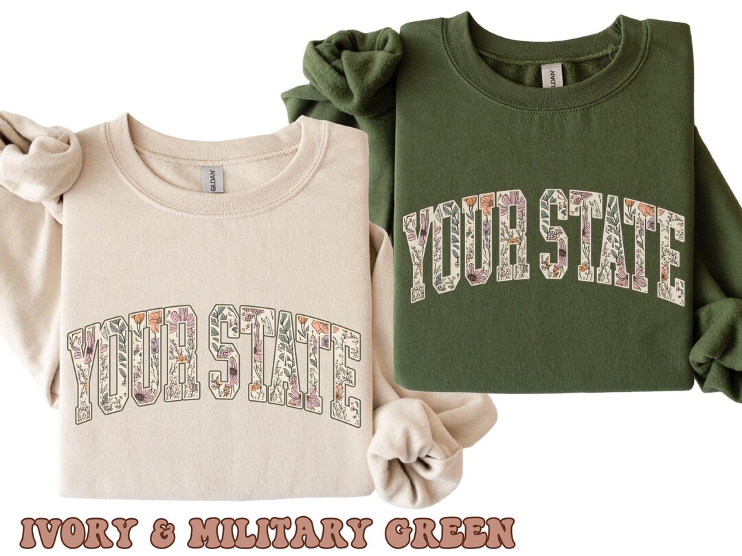 Floral Custom State Family Vacation Sweatshirt, State Pride Sweater ...