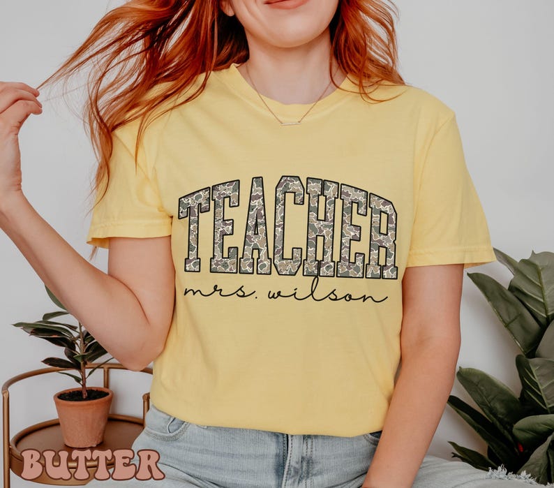 Camiseta Comfort Colors personalizada con estampado de camuflaje para ...