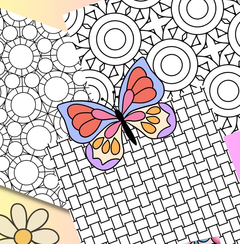 Satisfying Patterns Coloring Book | Beginner Bold & Easy Cute and Comfy ...