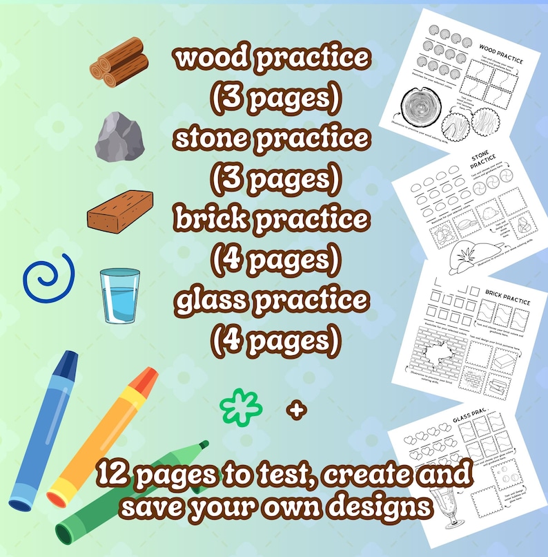 Coloring Practice Pages PDF | Texture, Patterns & Color Combo Charts ...