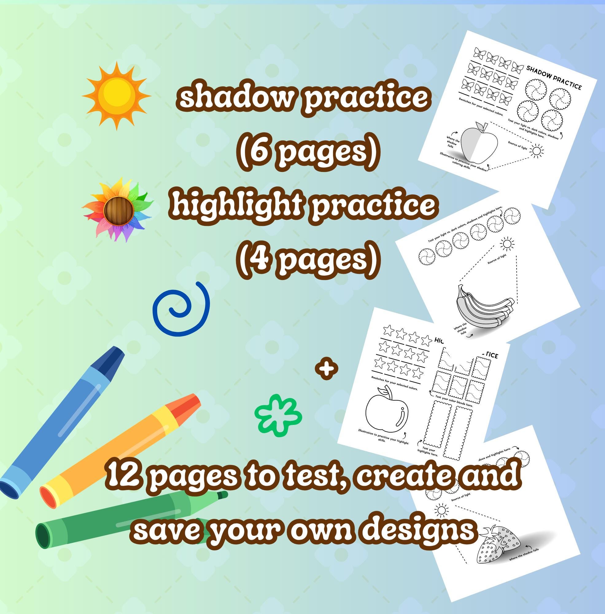 Coloring Practice Pages PDF | Texture, Patterns & Color Combo Charts ...