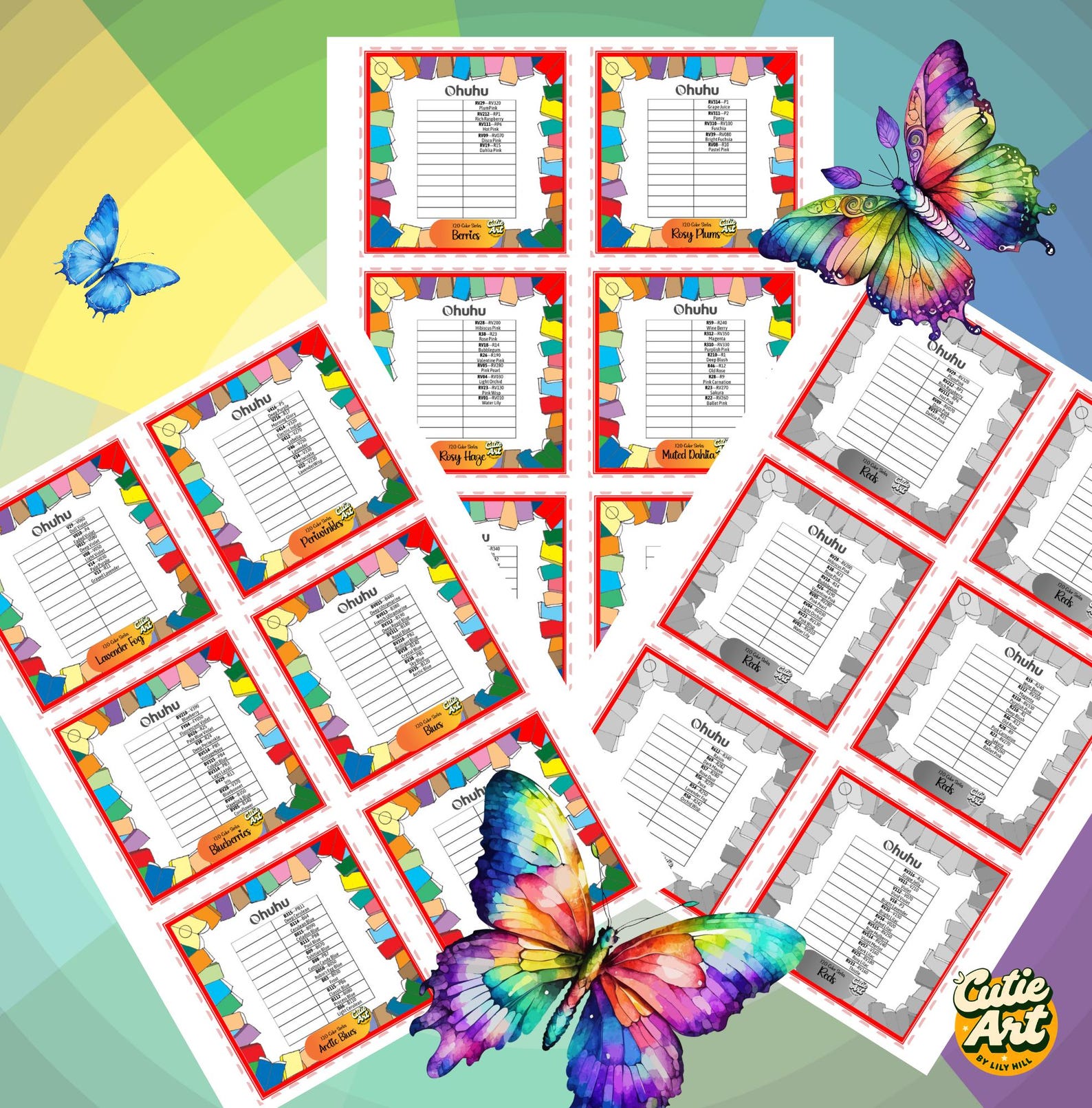 Ohuhu Honolulu 320 Marker Swatch Sheets, Chromatic Color Order, DIY ...