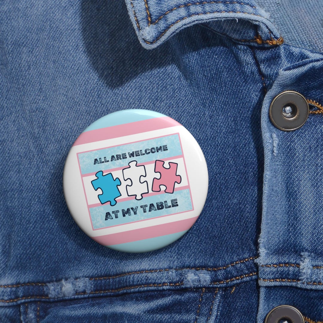 All Are Welcome | Pin Button | Trans Rights, Trans Ally, LGBTQ Rights ...