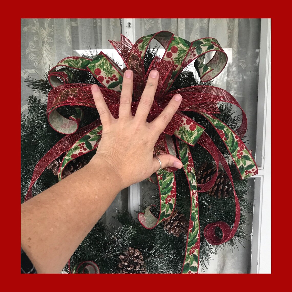 Red Berries and Greenery Christmas Bow Farmhouse Berry Wreath | Etsy