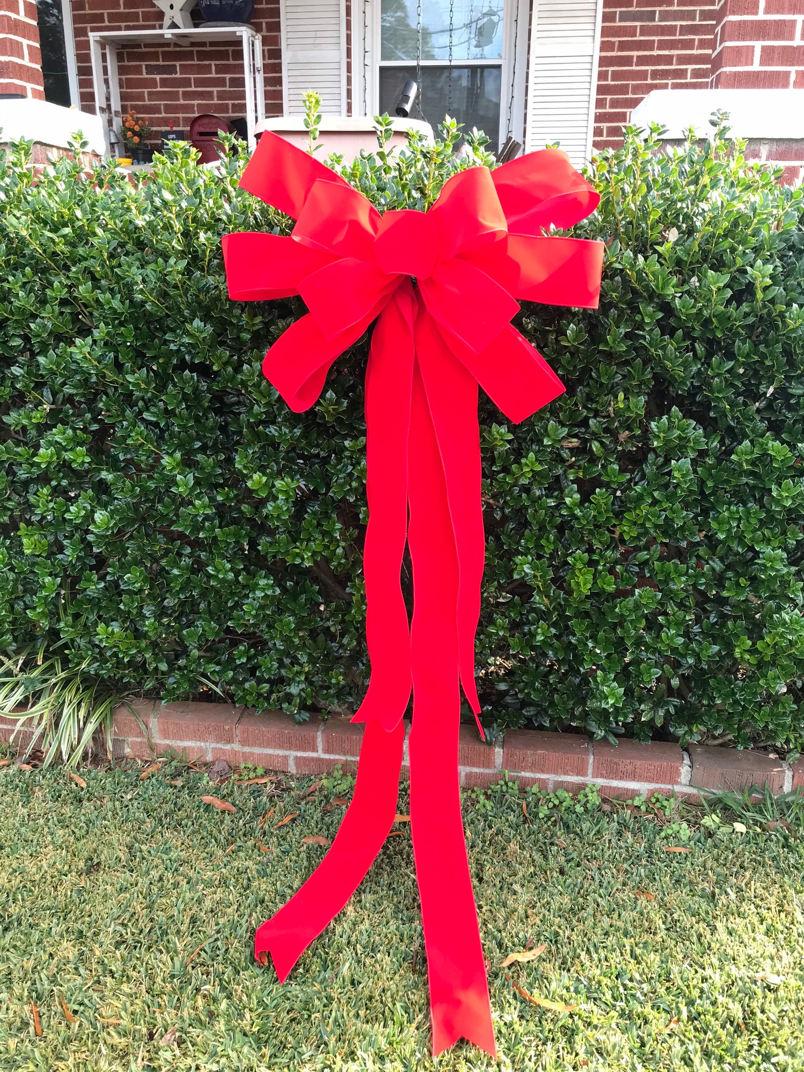 Big Outdoor Red Velvet Christmas Wreath Bow Bow For 56 Etsy