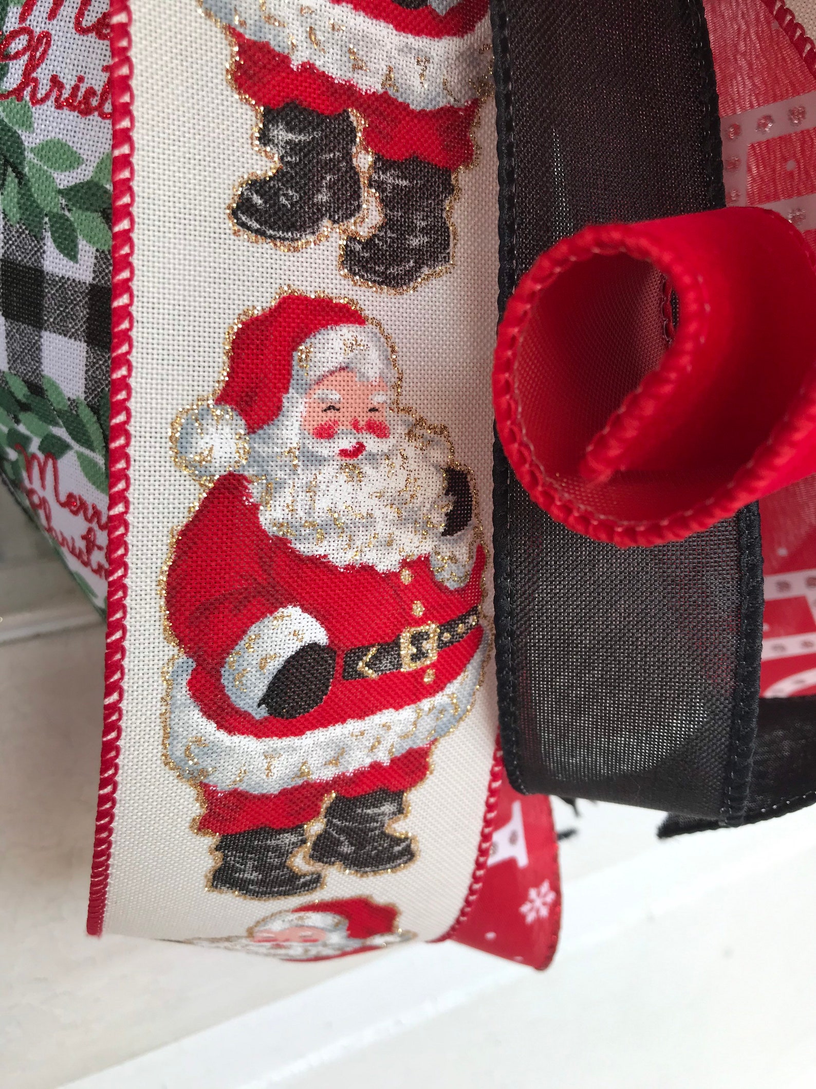 Christmas Bow Santa Wreath Bow Old Saint Nick Decor Santa Bow for Front ...