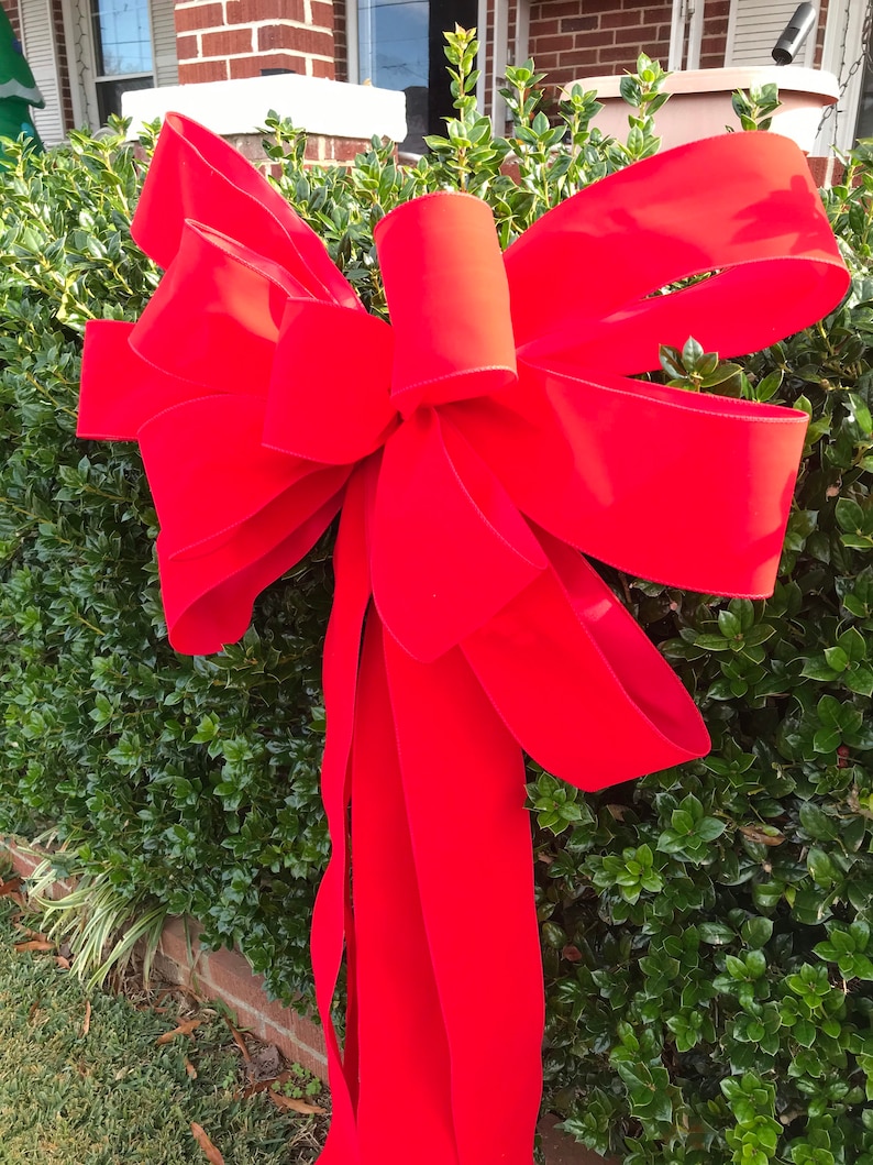 Big OUTDOOR Red Velvet Christmas Wreath Bow Bow for 56 - Etsy