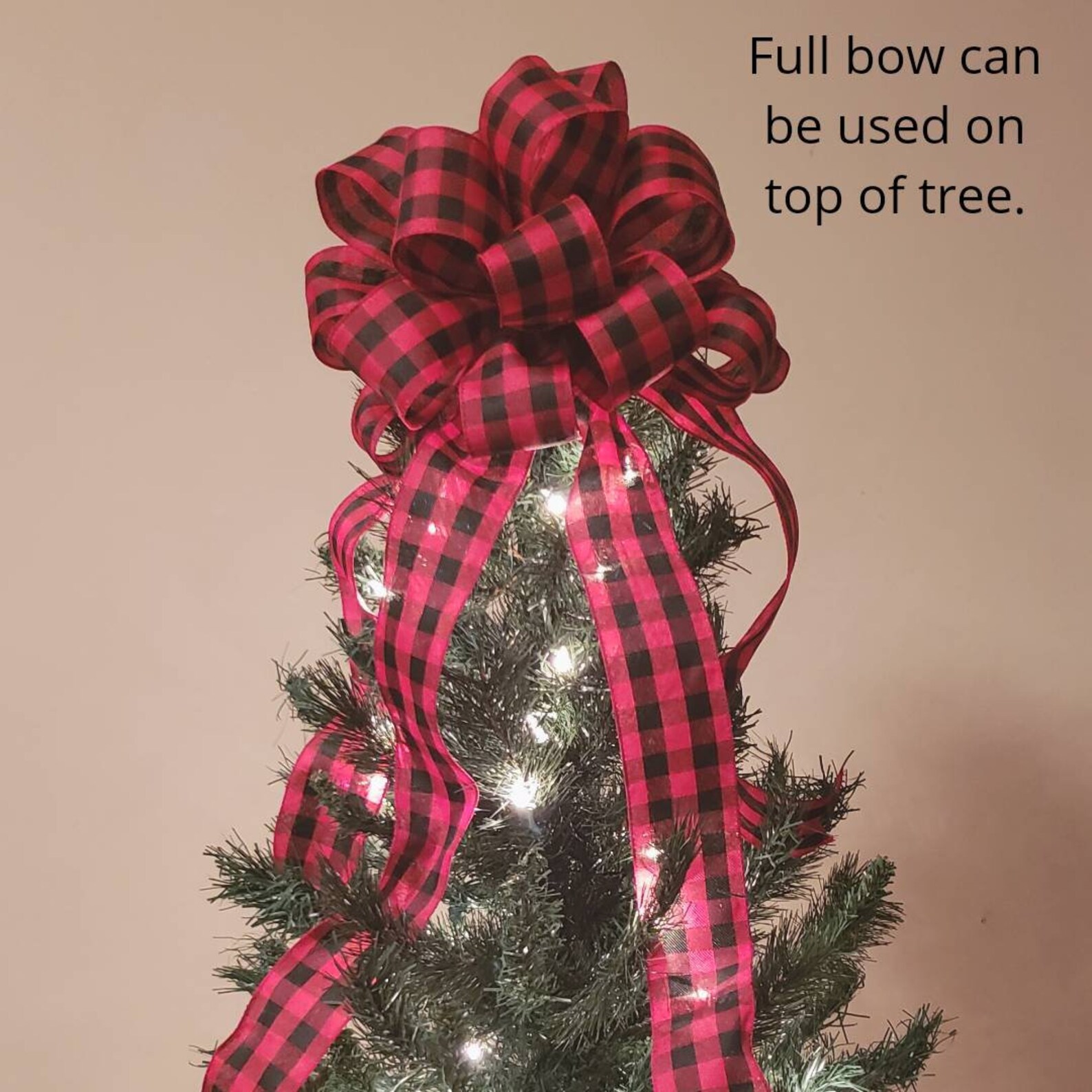 Tree Topper Christmas Red and Black Buffalo Plaid Tree Topper White and ...