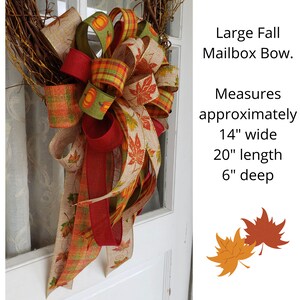Large Fall Bow for Front Porch or Mailbox Fall Decor Mixed Ribbon Bow ...