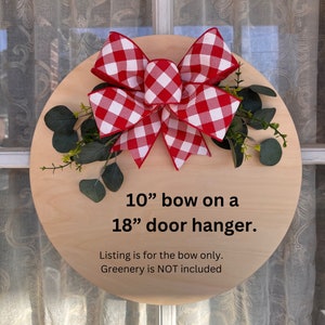 Door Hanger Bow Red and White Diagonal Plaid 10 Inch Bow Small Bow for ...