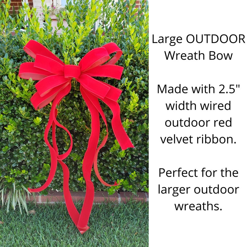 Outdoor Large Red Velvet Wreath Bow Extra Large Bow For 5 Etsy