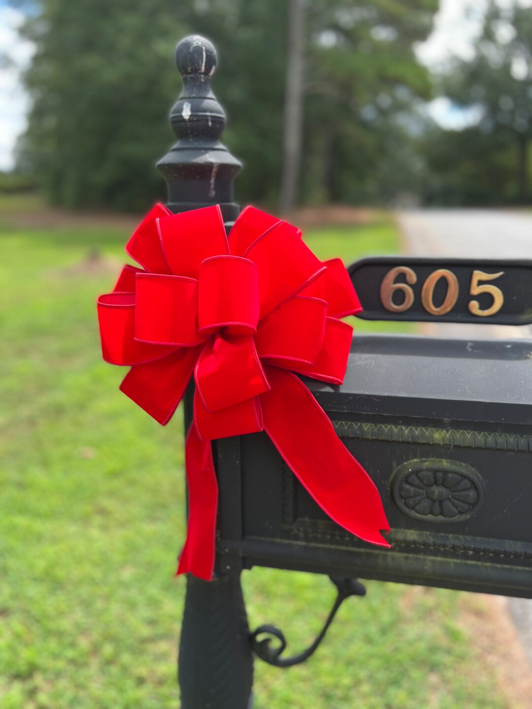OUTDOOR Weatherproof Red Velvet Christmas Wreath Bow With Liner ...