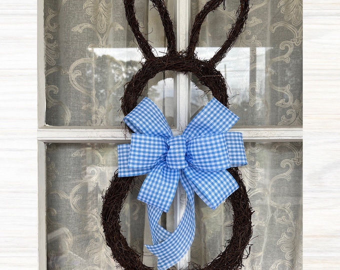 Easter Bunny Wreath | Twig Bunny With Bow | Easter Decorations, Front ...