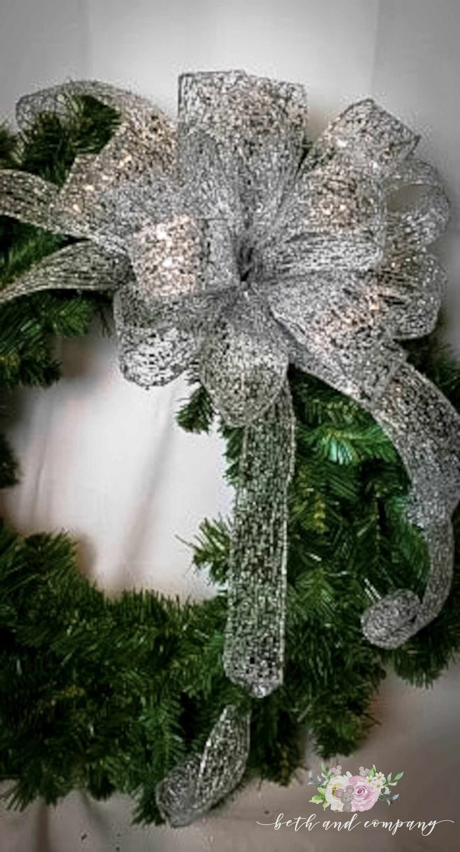 Silver Christmas Bow Christmas Wreath Bow Silver Christmas Decorations ...
