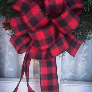 Christmas Tree Topper / Red and Black Brushed Buffalo Plaid Tree Topper ...