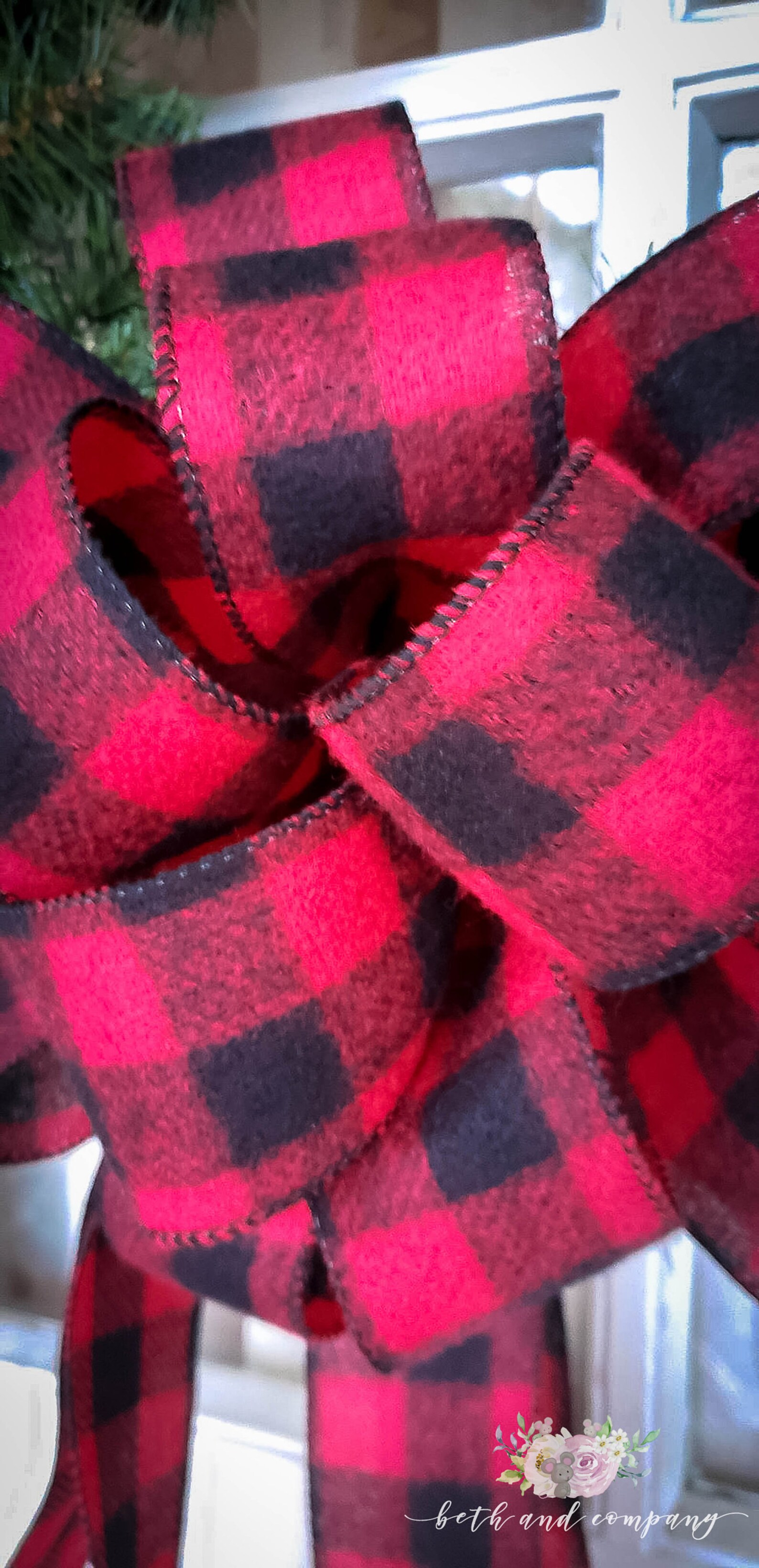 Christmas Tree Topper / Red and Black Brushed Buffalo Plaid Tree Topper ...