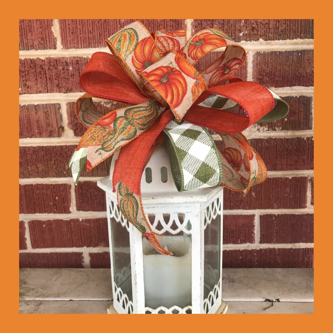 Fall Bow Fall Gourd Bow Lantern Bow Fall Decor 10 Inch Bow for Wreath ...
