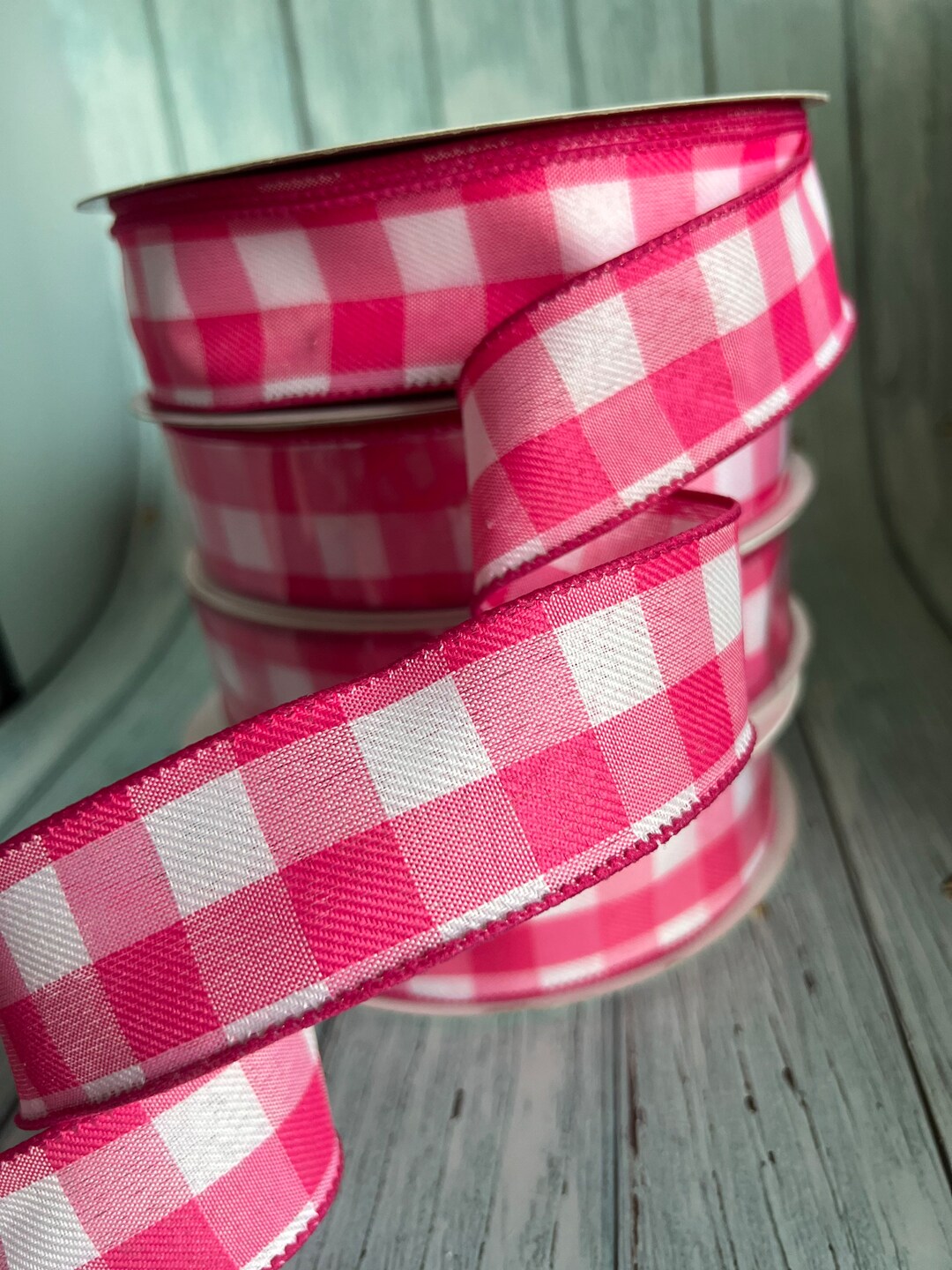 1.5 Inch Hot Pink Buffalo Plaid Wired Ribbon 50 Yard Roll - Etsy