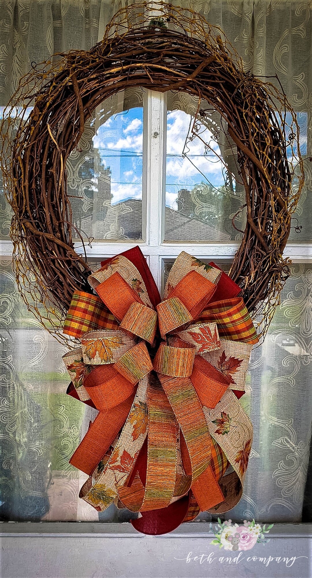 Fall Bow Fall Decor Wreath Bow Fall Mixed Ribbon Bow Fall Wedding Décor ...