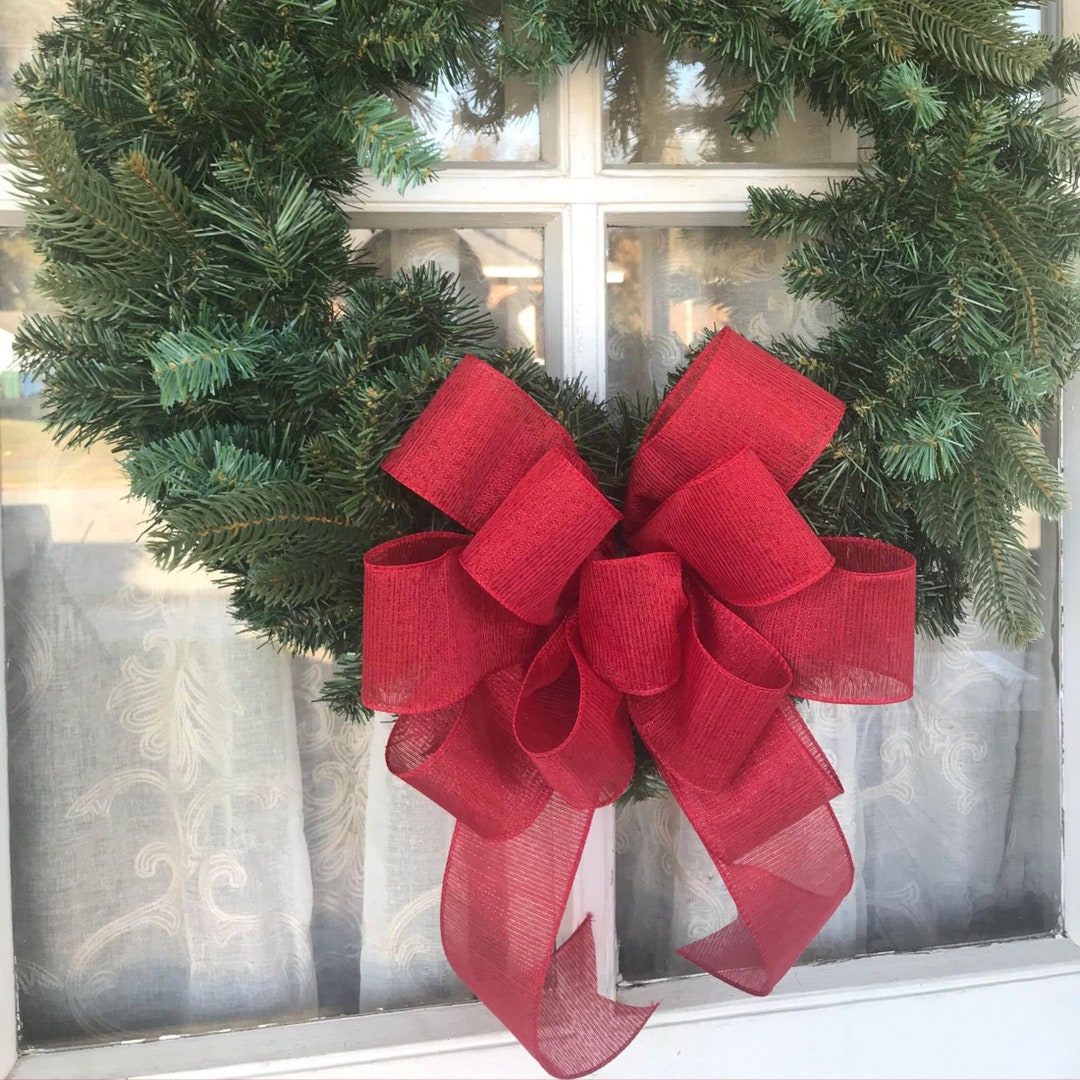 Red Christmas Bow Red Sheer Christmas Lantern Bow - Etsy