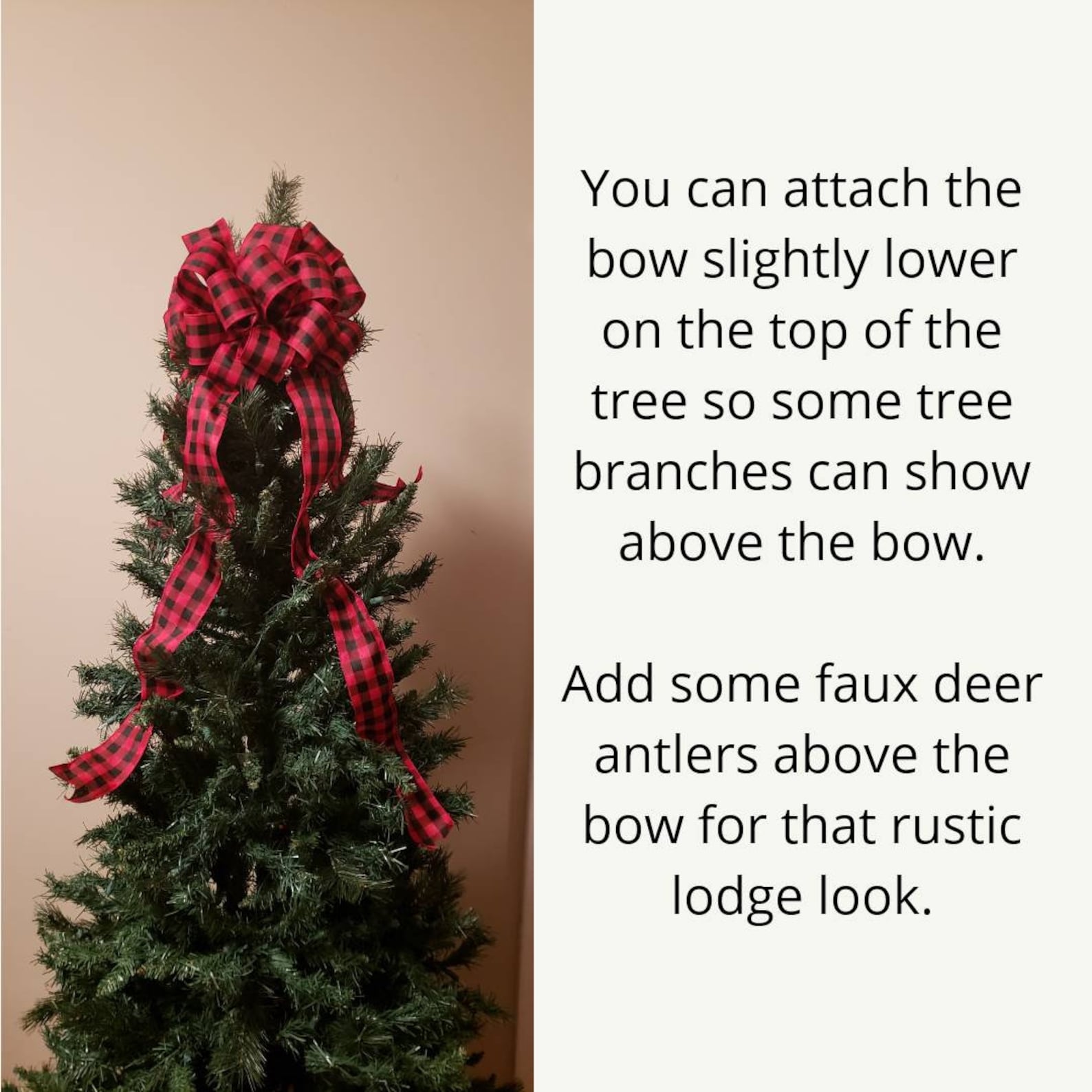 Tree Topper Christmas Red and Black Buffalo Plaid Tree Topper White and ...