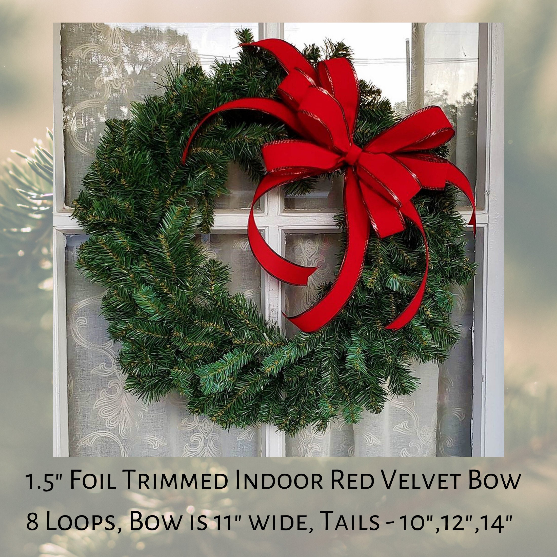 Red Velvet Christmas Wreath Bow Indoor Christmas Bow Etsy