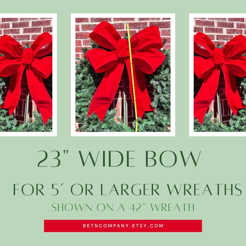 Large Christmas Bow Red Velvet Heavy Duty Gauge Wired Outdoor Bow for ...