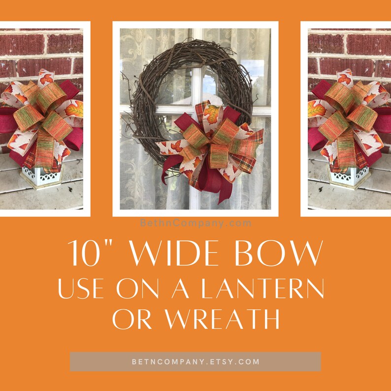 Fall Plaid Leaf Wired Ribbon Bow, Autumn Decor - Etsy