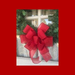 Red Christmas Bow Red Sheer Christmas Lantern Bow - Etsy