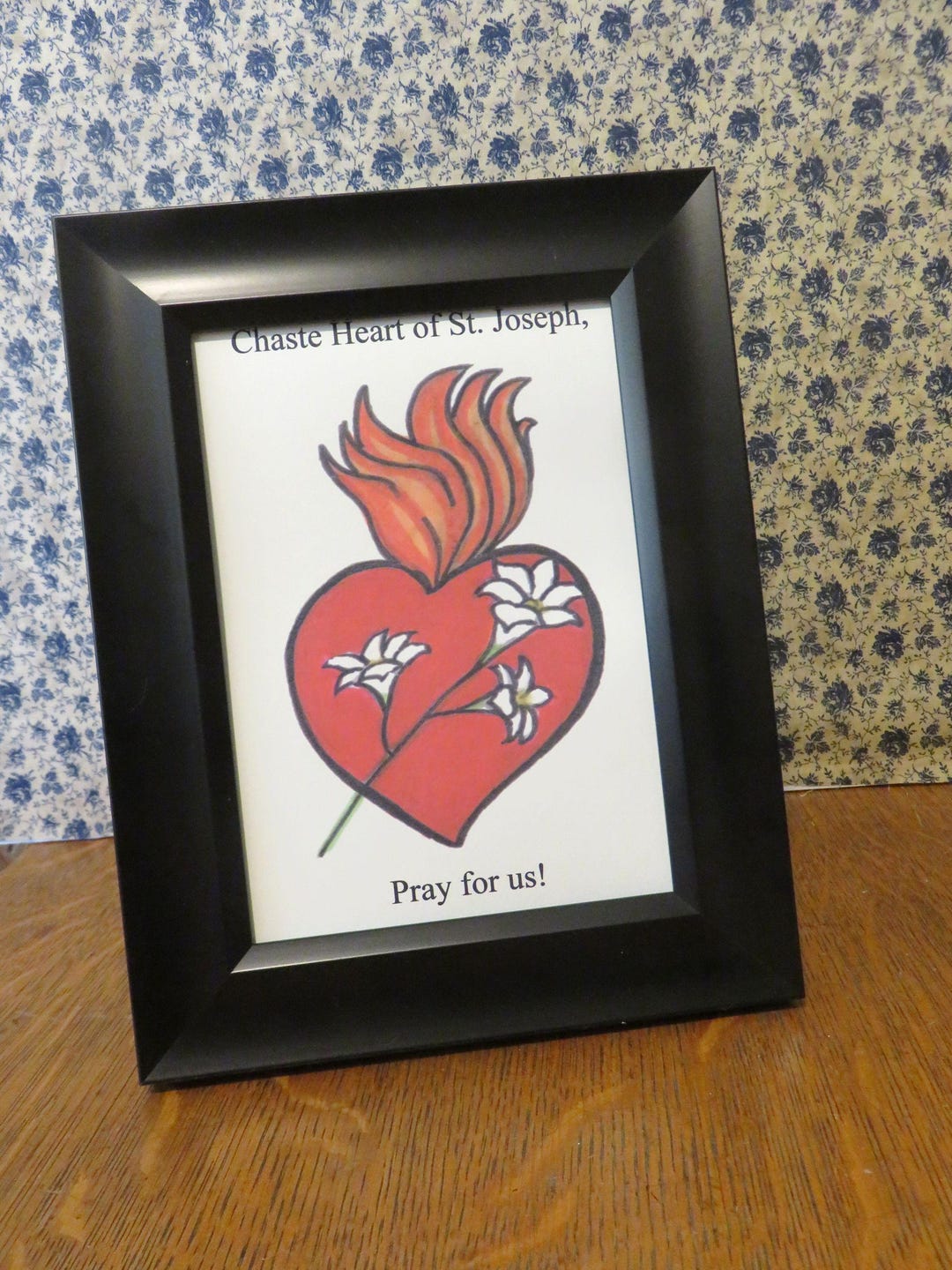 Handmade Most Chaste Heart of St. Joseph Art Print of an Original, 5x7 ...