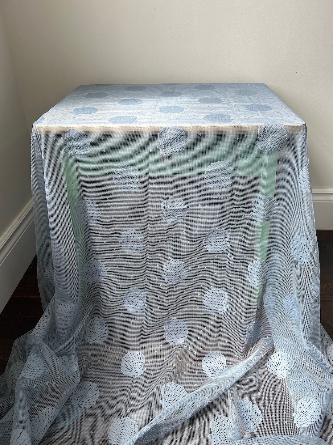 Vintage Periwinkle Blue Mesh Seashell Shower Curtain - Etsy