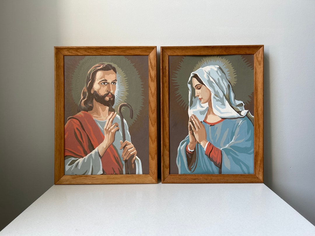 Vintage Complete Jesus and Mary Set of 2 Pair of Paint by Numbers - Etsy
