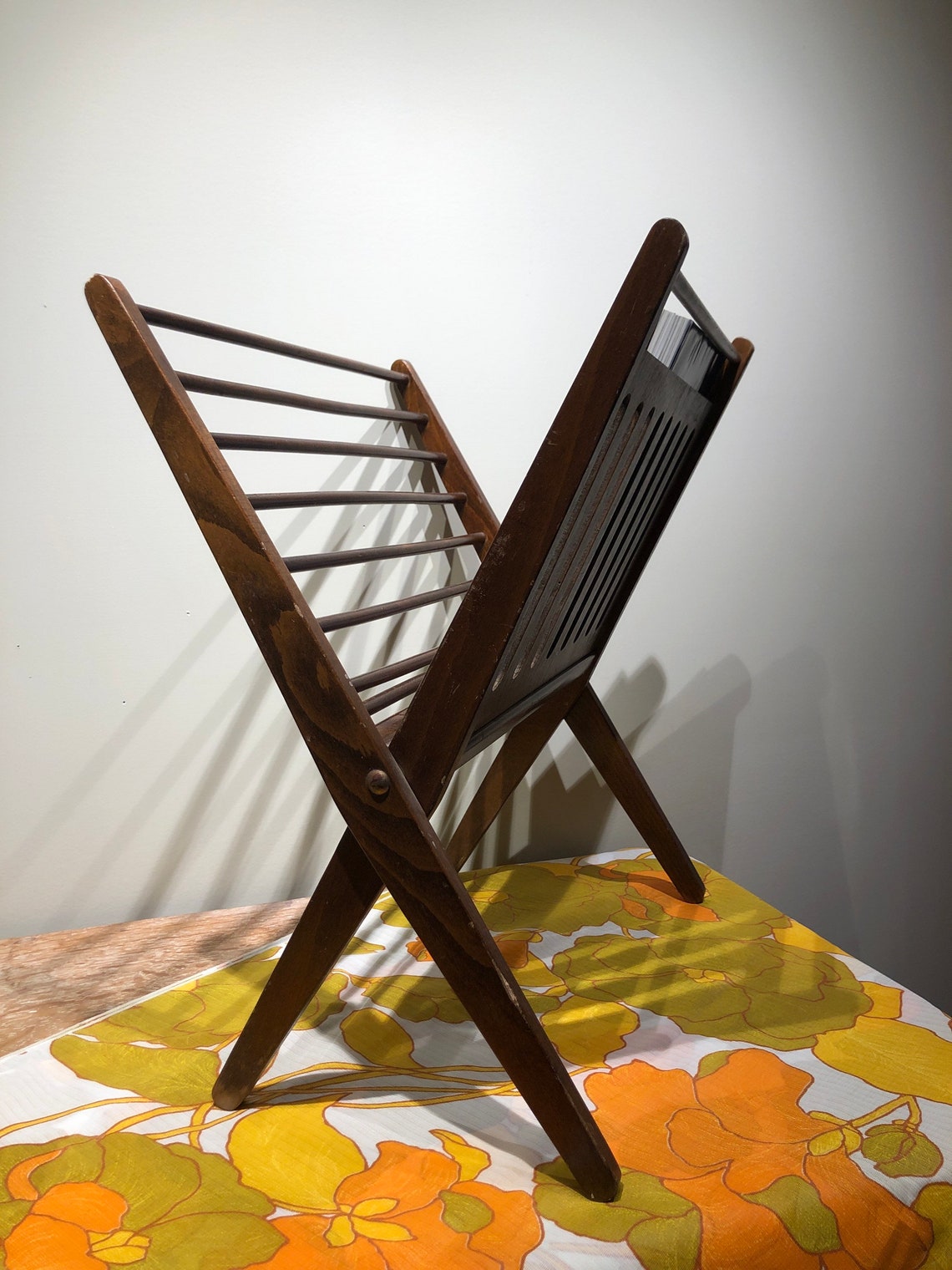 Mid Century Modern Wooden Folding Magazine Rack. Nasco - Etsy