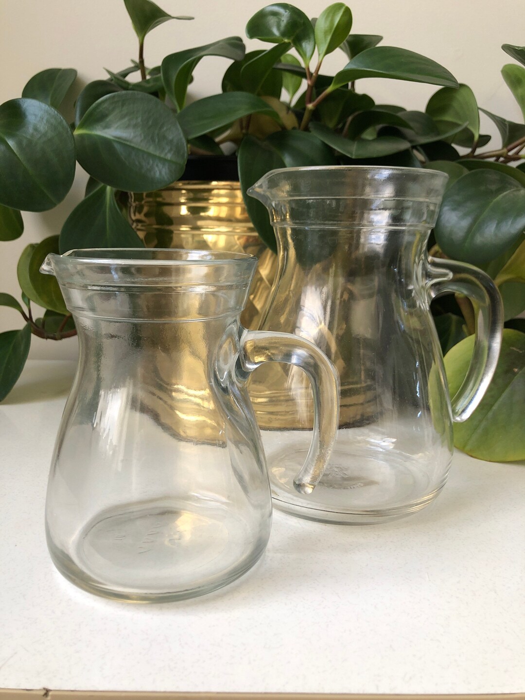 Vintage Clear Glass Cerve Jugs. Made in Italy - Etsy